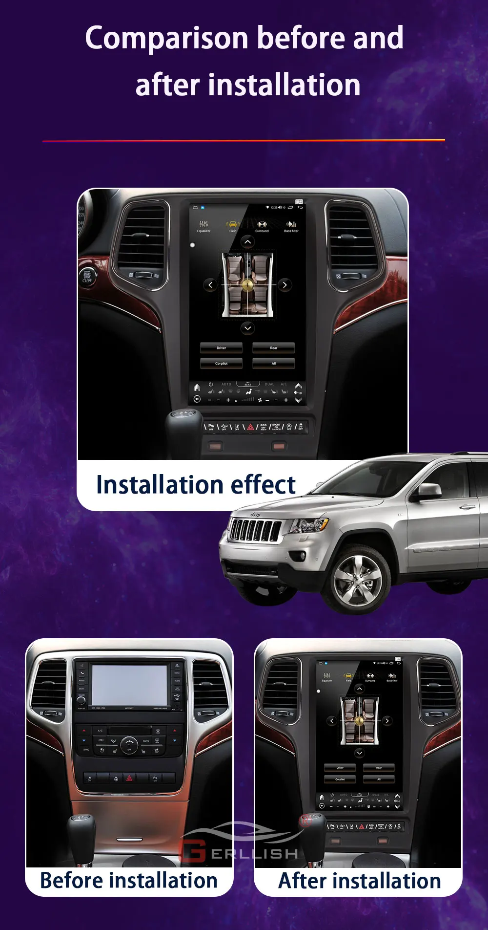 13.6 Inch Android Car Dvd Player for Jeep Grand Cherokee