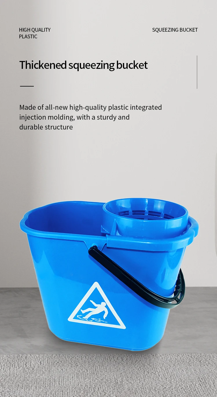 14l Plastic Wringer Mop Bucket With Basket Squeezer Household ...