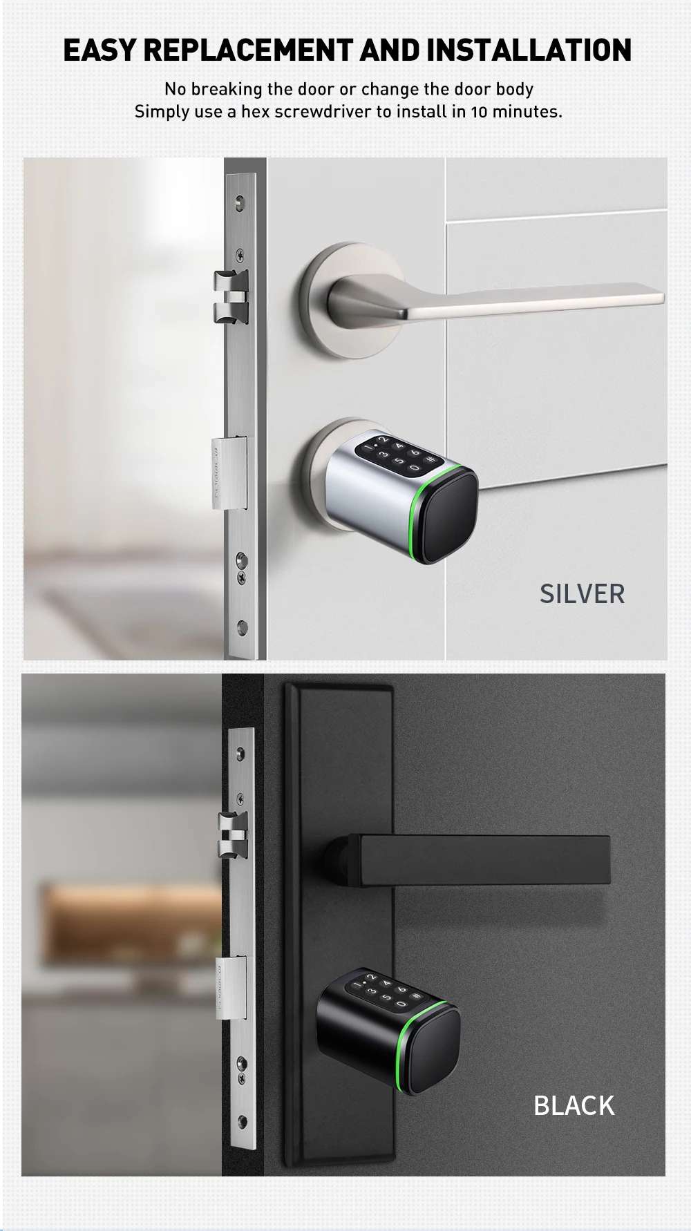 Euro Standard Smart Cylinder Lock with Tuya APP & Adjustable Size ...