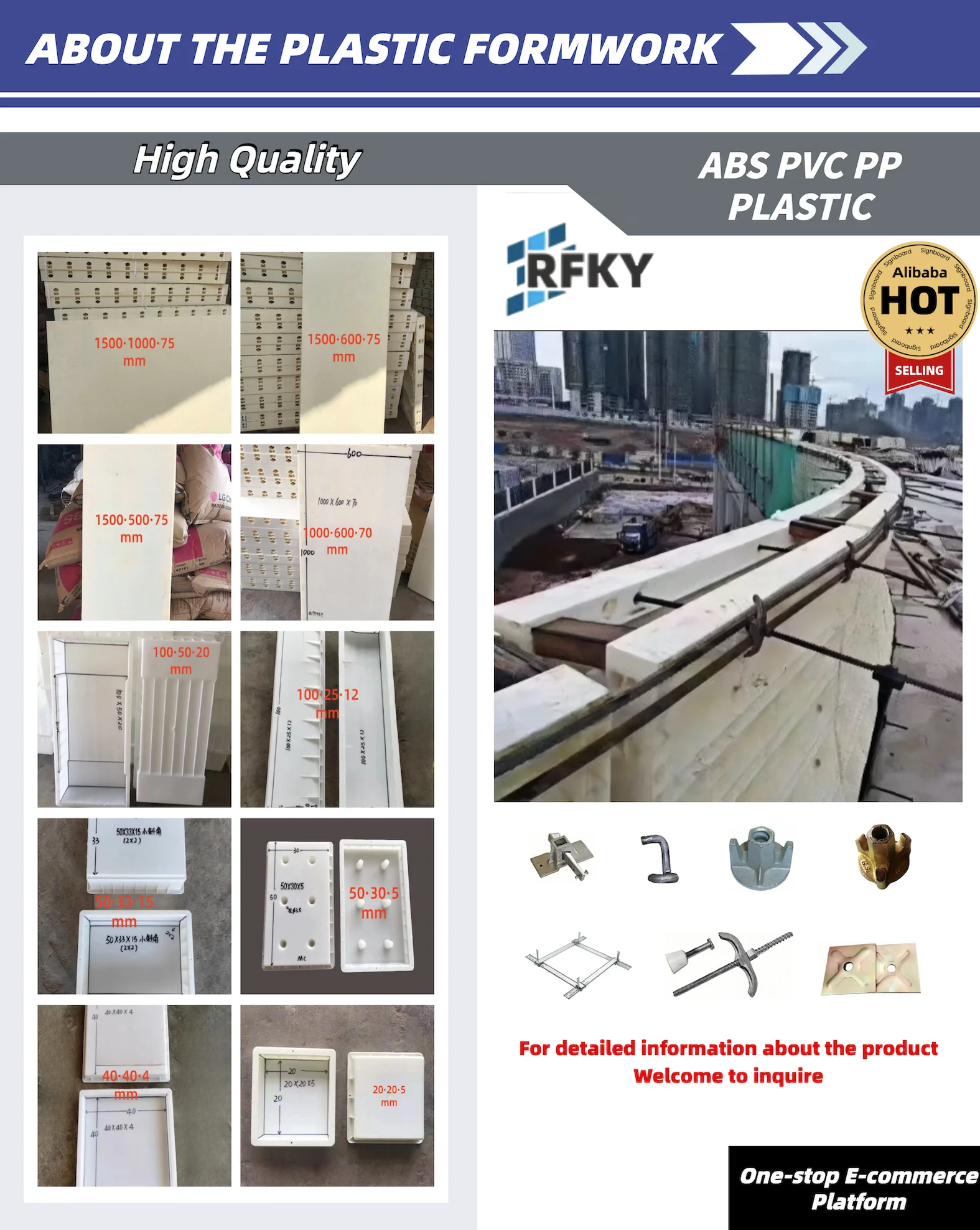 Lightweight ABS PP Forming Shuttering Wall Panel for Concrete
