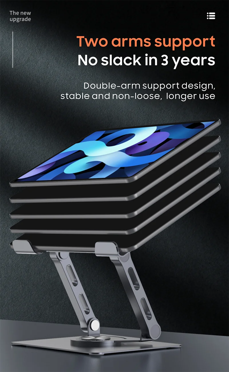 360 Rotation Tablet Stand Carbon Steels Adjustable Holder For Tablet ...