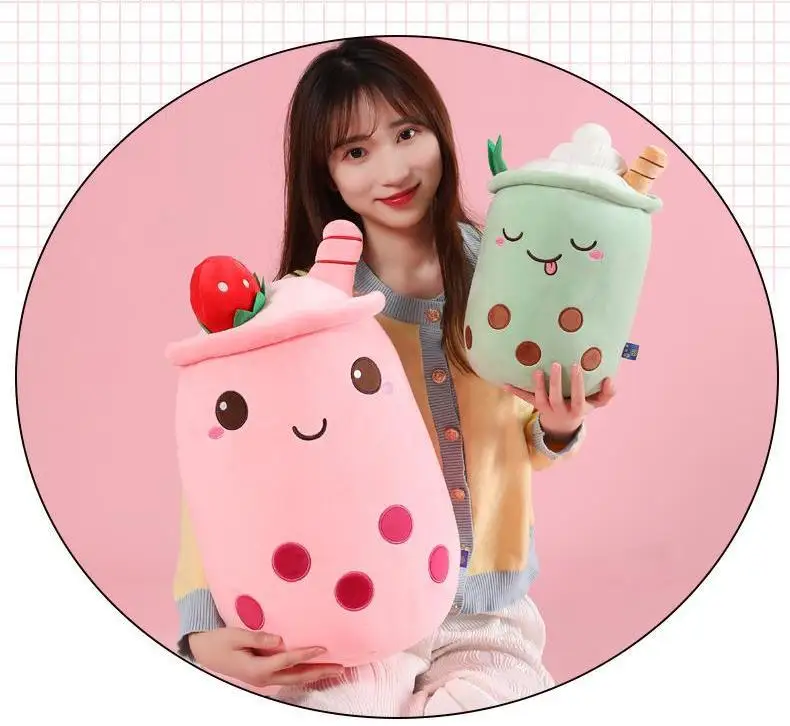 Cute Soft Bubble Boba Milk Tea Cup Shaped Pillow Plush Stuffed Pearl ...
