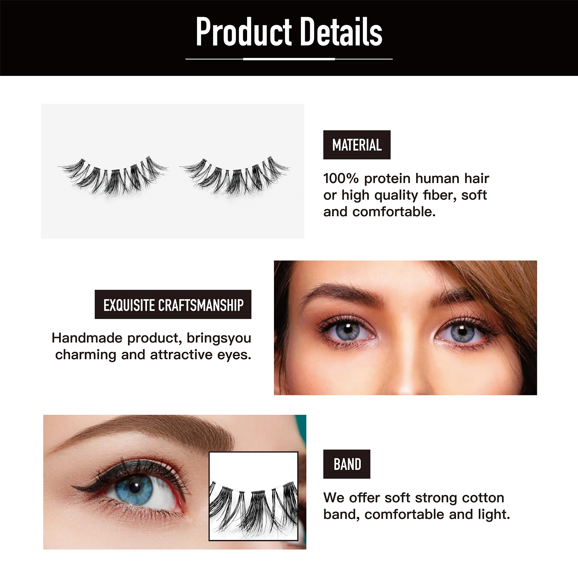 Human Hair Eyelashes Wholesale Glamorous 747 Handmade Invisible Lashes ...