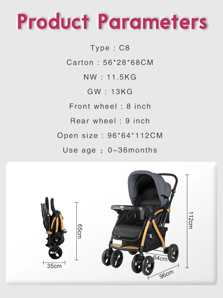 Multi Functional Baby Stroller - 3-in-1 High Landscape Basket