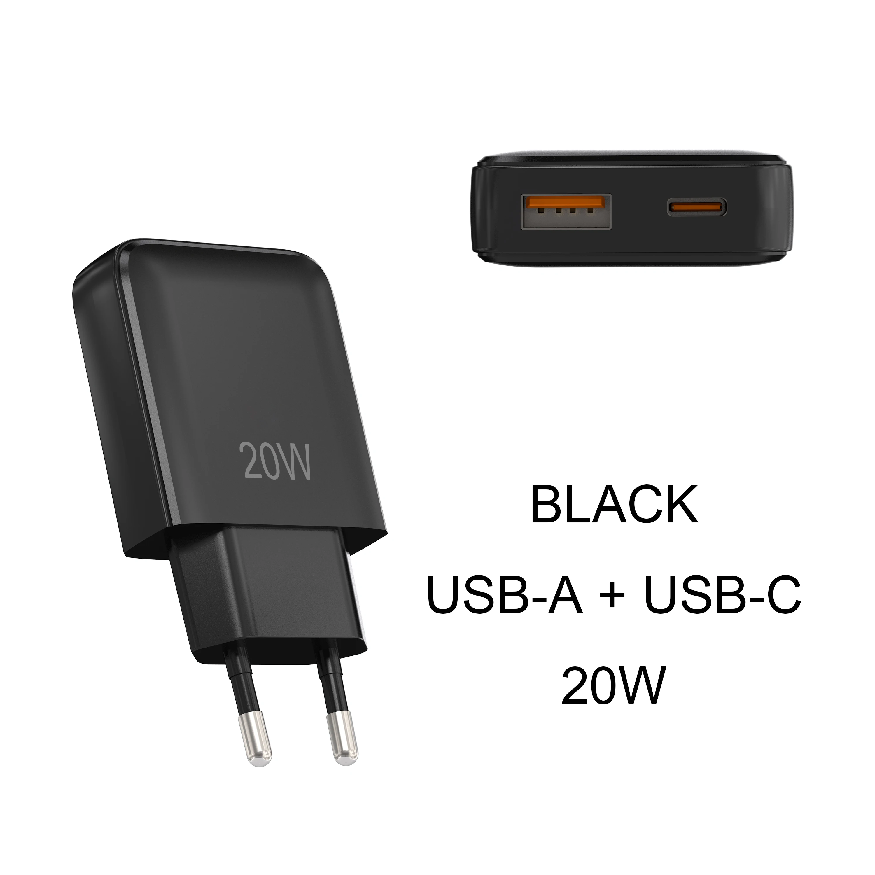 20W USB-A+USB-C Fast Charger - Ultra-Thin Design & Safety