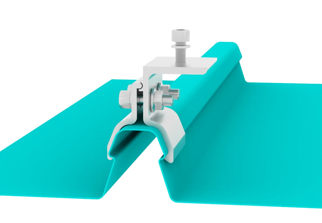 SUS 304 & EPDM Metal Roof Clamps Trepezoidal Metal Roof Solar PV ...