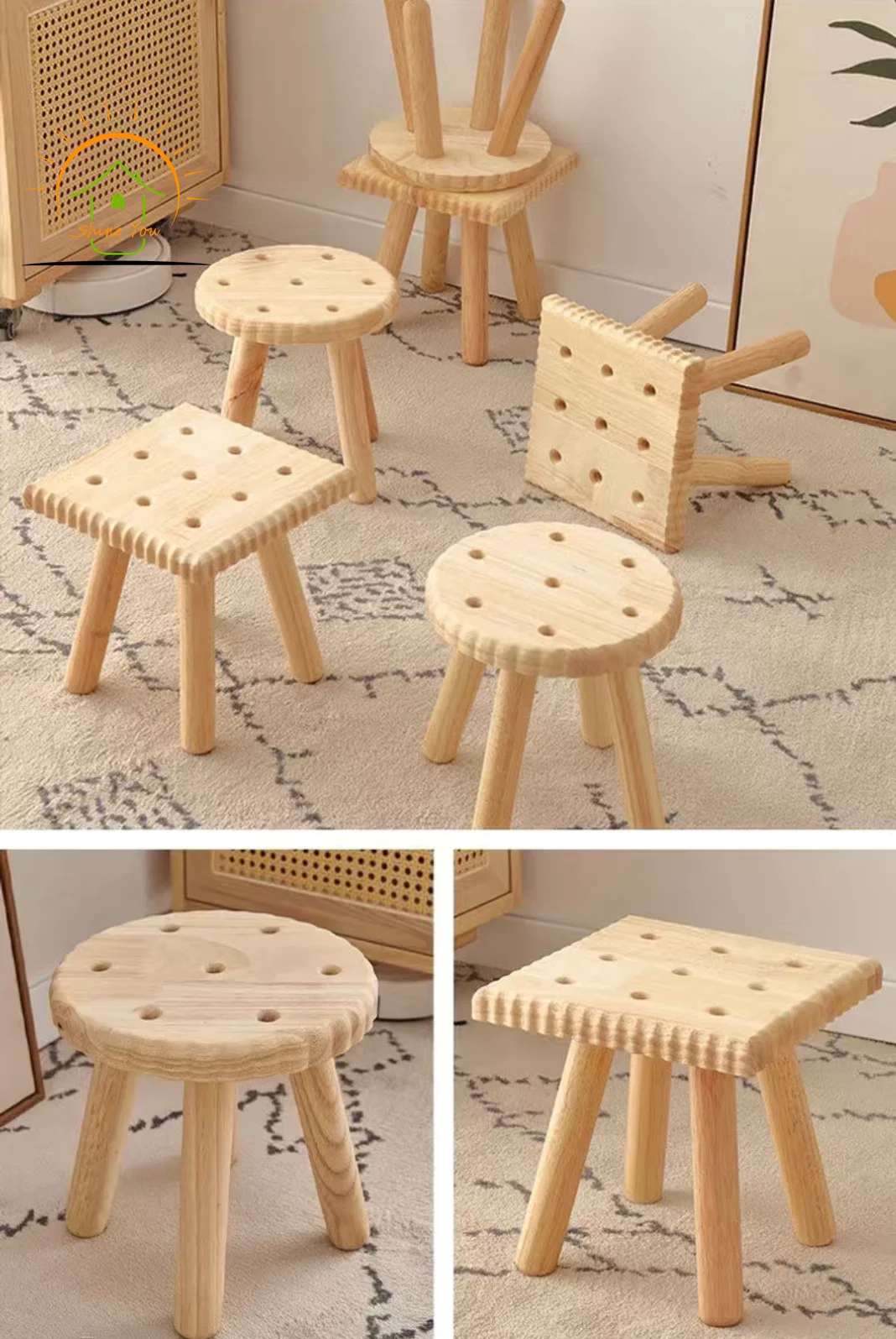 Children's Biscuit Stool Creative Doorstep Shoe Stool Household Solid ...