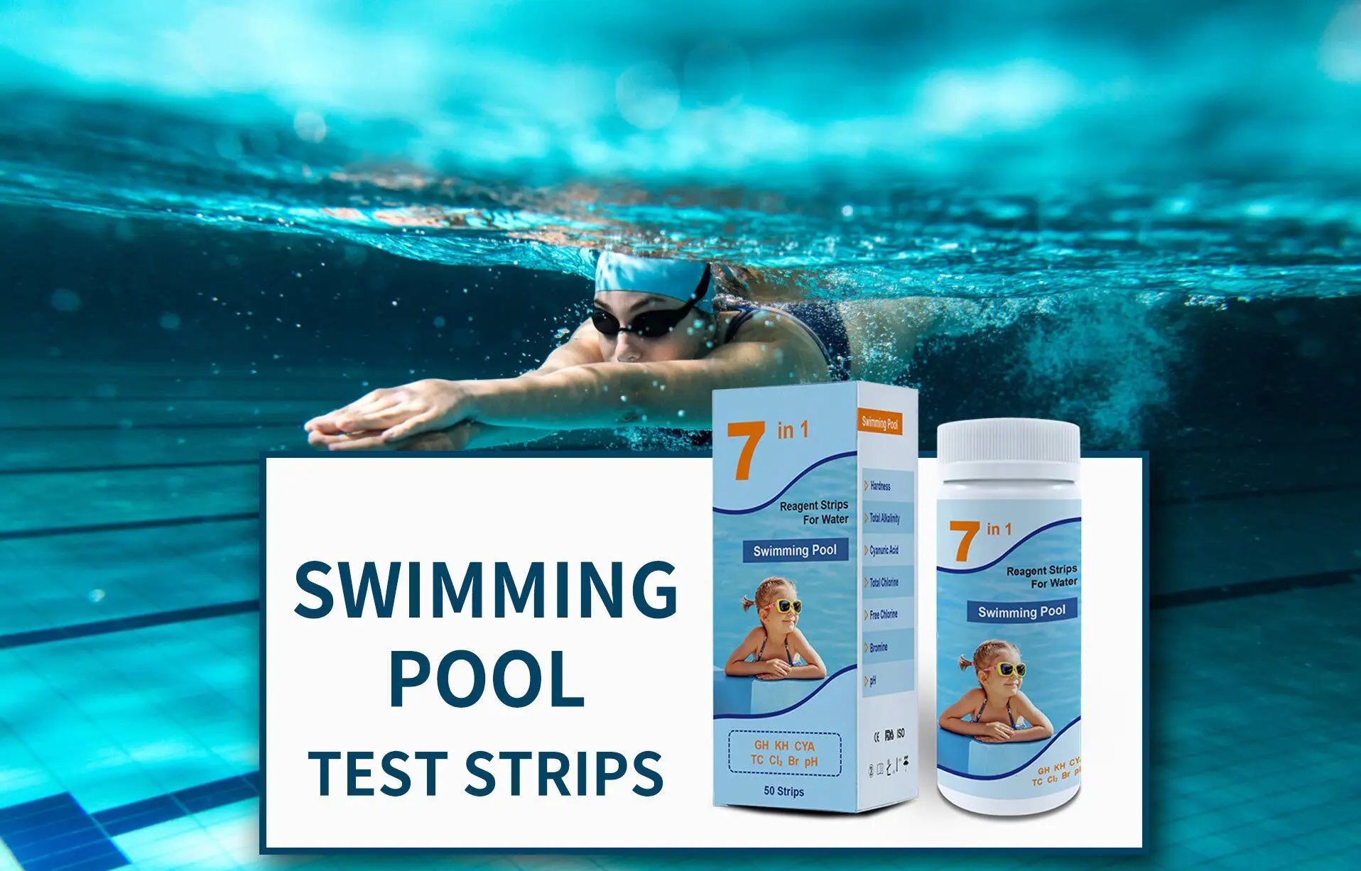 Pool Test Strips 7 in 1 - Fast and Accurate Water Monitoring