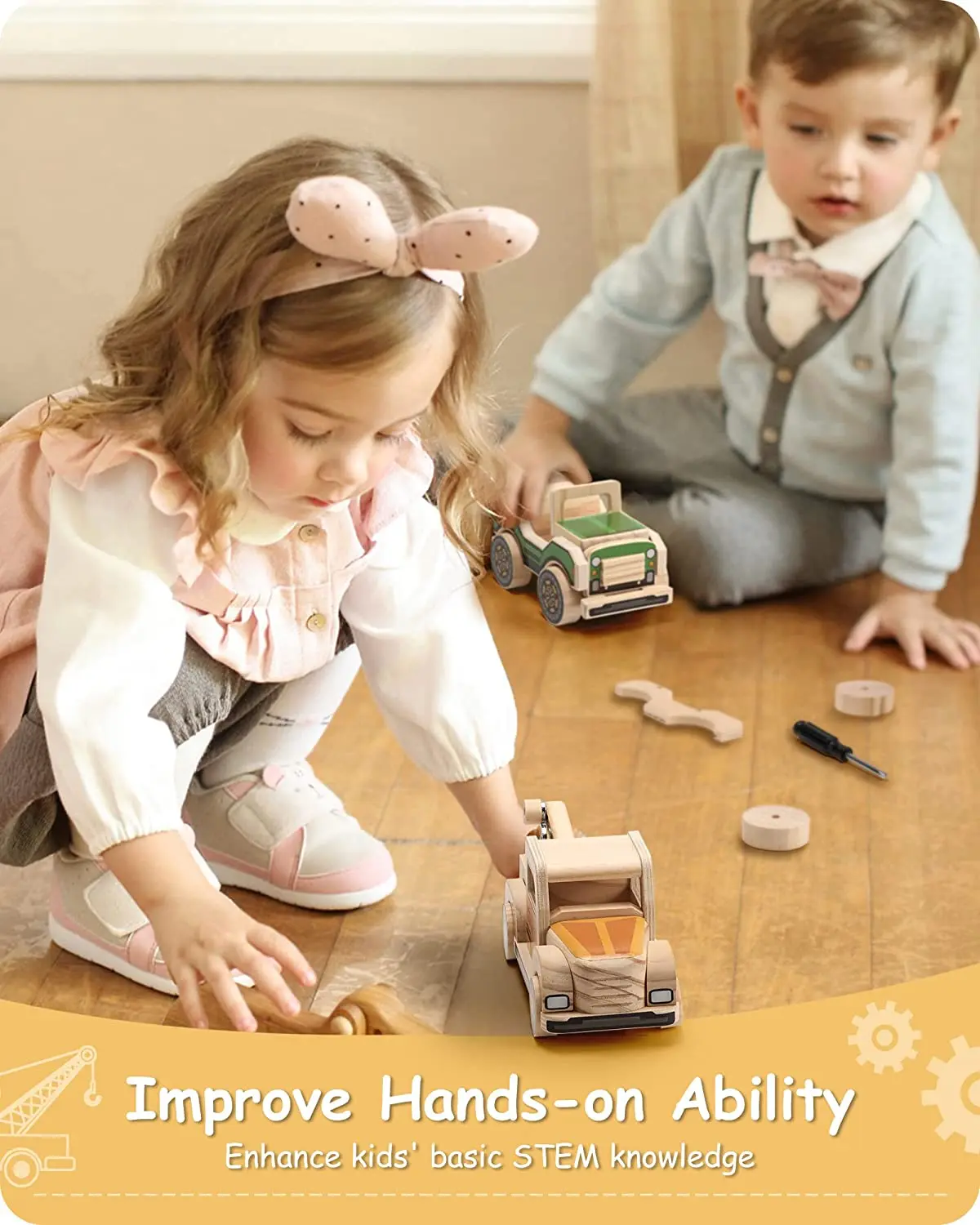 DIY Car Toys Wooden Building Blocks Kit STEM Projects Airplane Set Wood ...