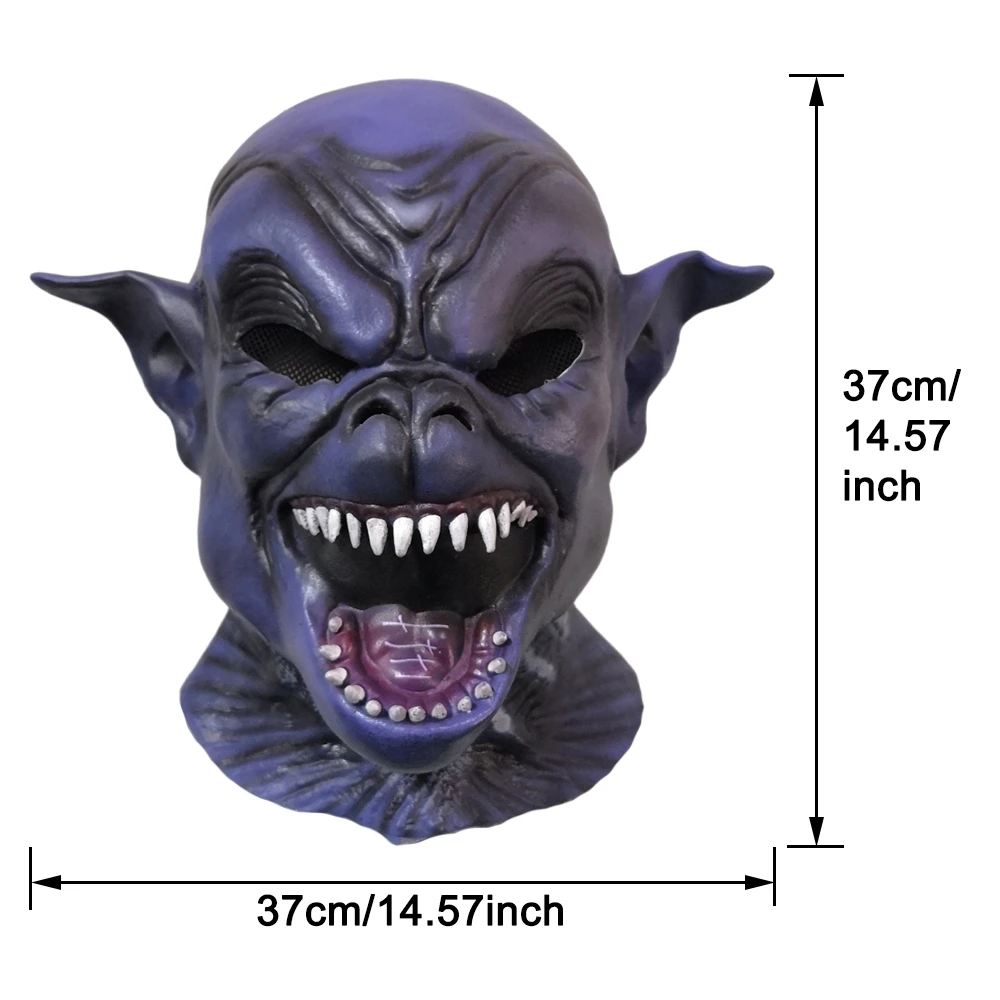 Latex Realistic Purple Demon Mask Scary Halloween Ghost Devil Mask ...
