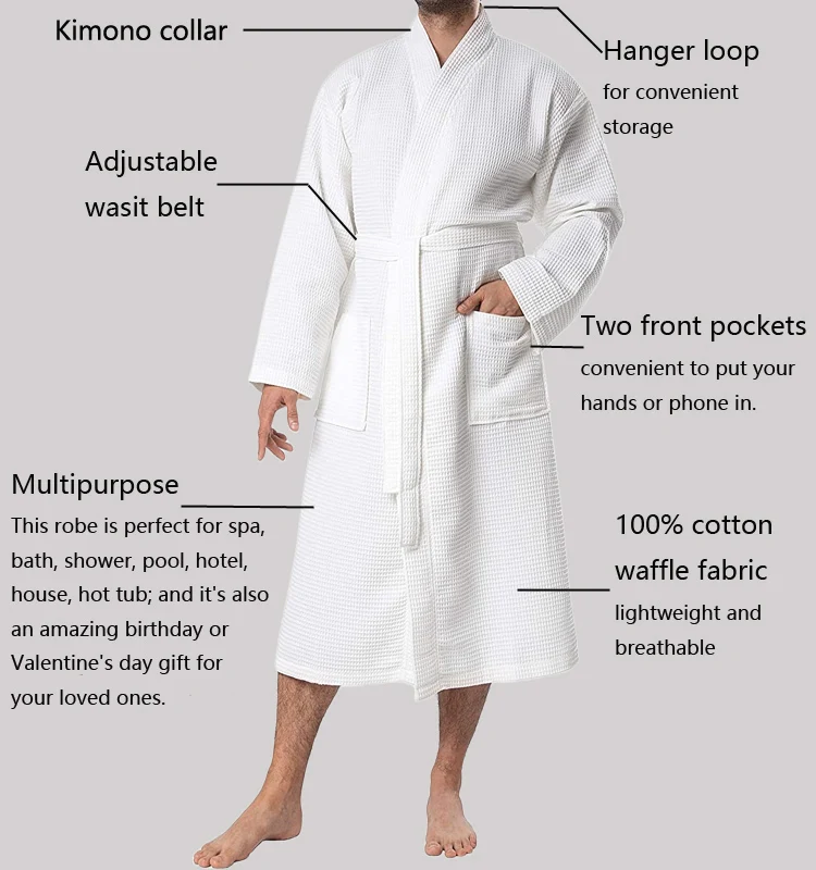 Luxury White Waffle Bath Robe - Quick Dry & Soft Comfort
