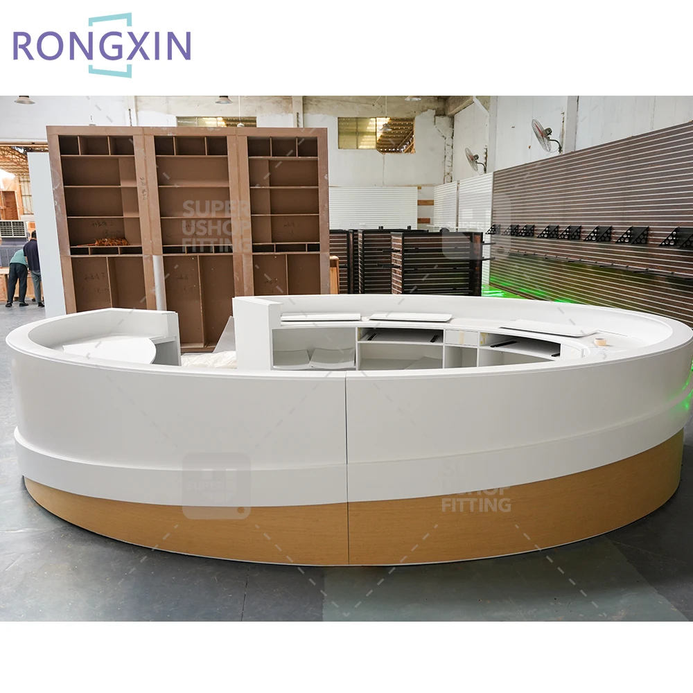Customized Commercial Modern White Reception Desk Front Desk Reception ...