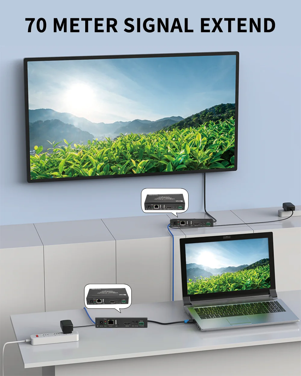 Hdmi Extender Full Hd 4k 30hz 70m Tx Rx Hdmi Usb Kvm Extender Over ...