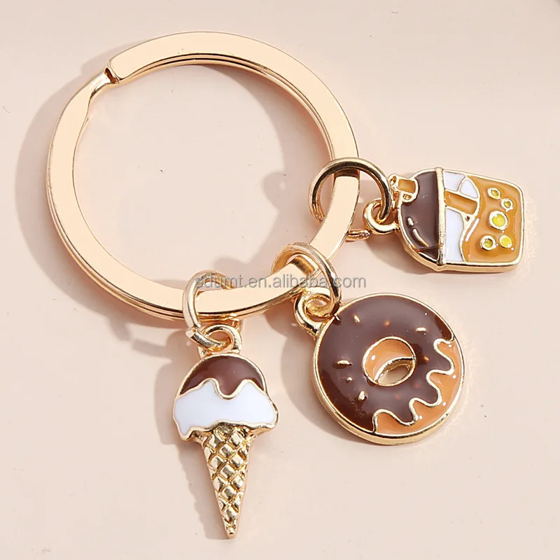 Key Chain Fast Food Ice Cream Key Ring Toy Cake Pizza Hamburger Cola ...