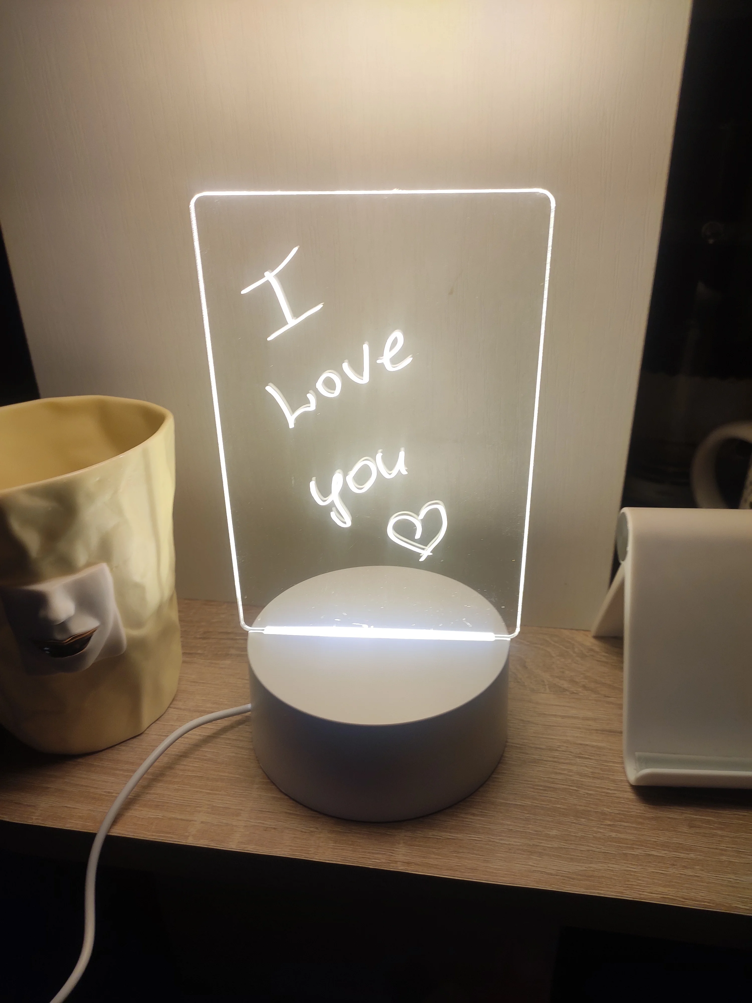 Acrylic Creative Note Board with LED Night Light Lamp
