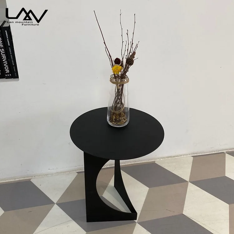 Creative Design Metal Round Side Table Living Room Bedroom Simple Black ...