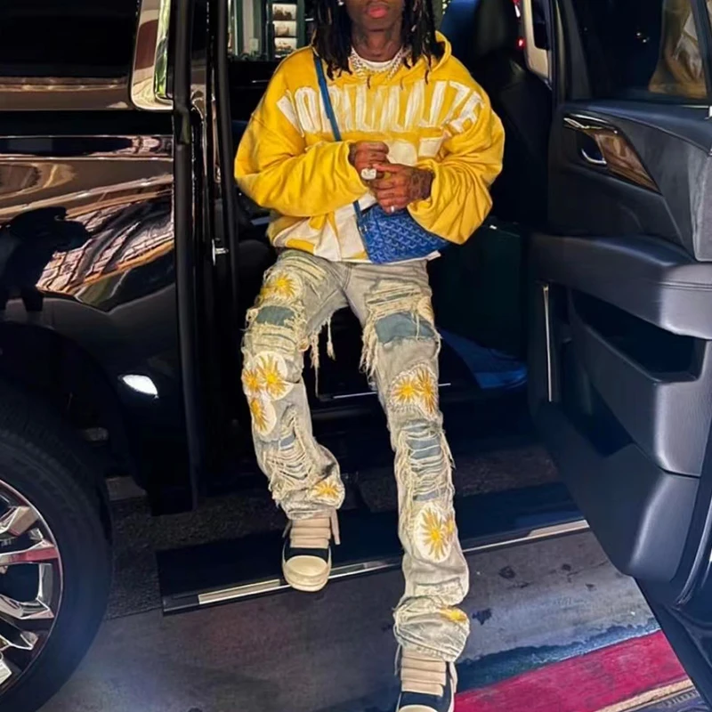 Men's Heavyweight Distressed Ripped Denim Jeans & Customizable OEM