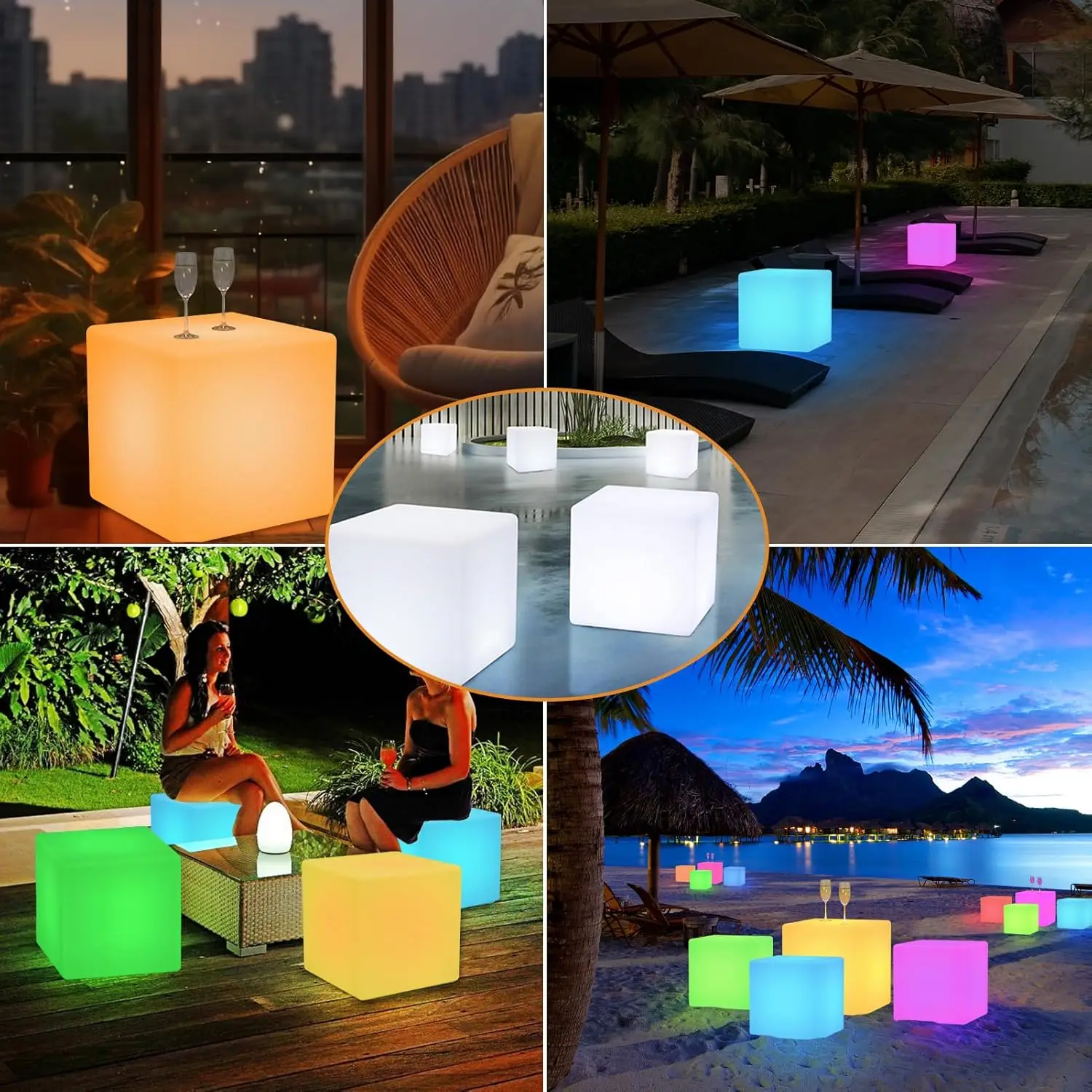 2025 New RGB LED Solar Lawn Light Waterproof IP65 Led Cube Chair for ...