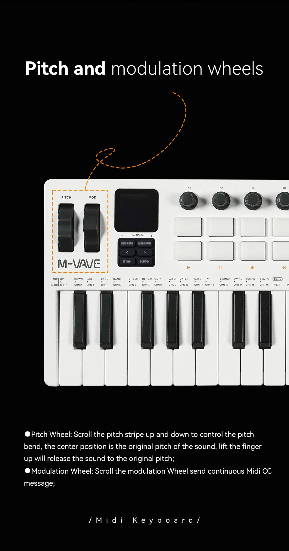M-vave SMK-37 PRO Mini MIDI Keyboard - 37 Velocity Sensitive Keys