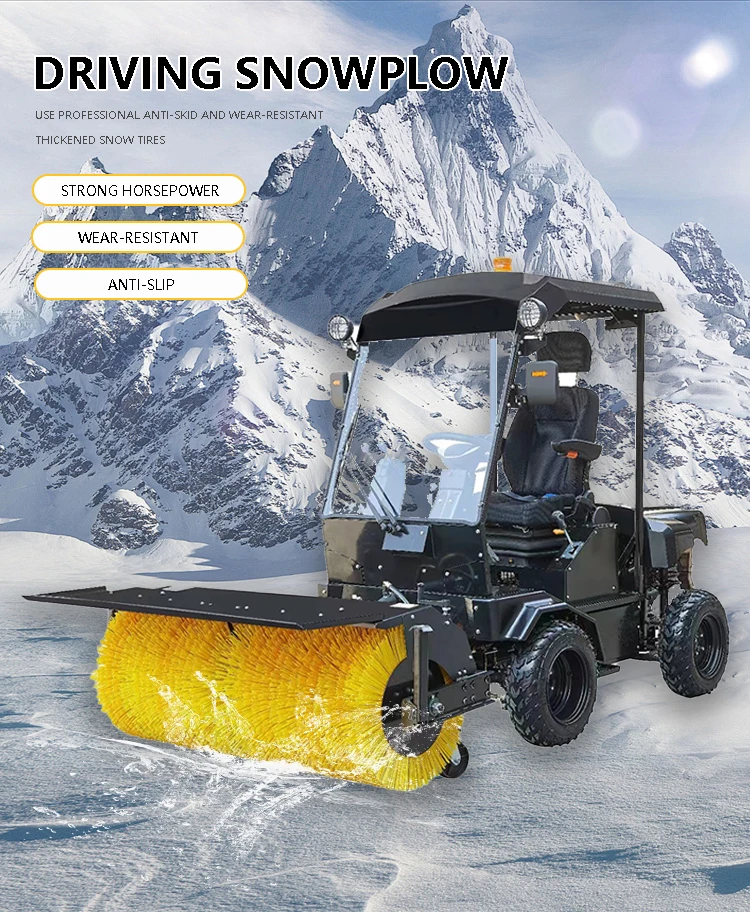 Multifunctional Enclosed Cockpit Ride-on Snowplow Snowblower Machine ...