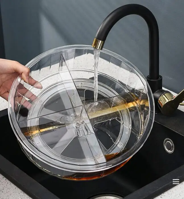 Lazy Susan Cabinet Organizer With Dividers Plastic Rotating Round Lazy ...