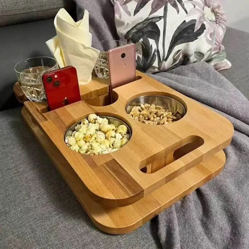 Wooden Folding Sofa Binding Tray Snack Dried Fruit Cup Wine Rack - Buy ...