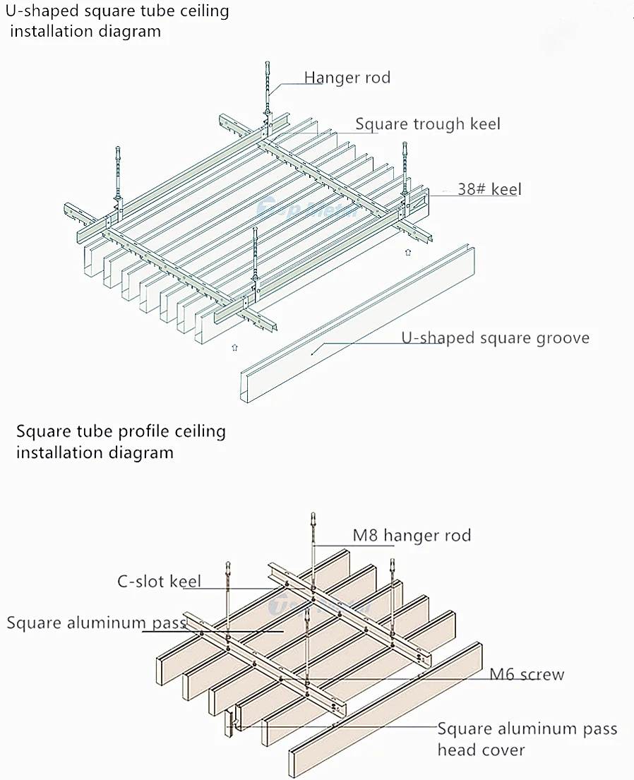 Open Ceiling Cladding Aluminum U-shaped Suspended Ceiling Panel For ...
