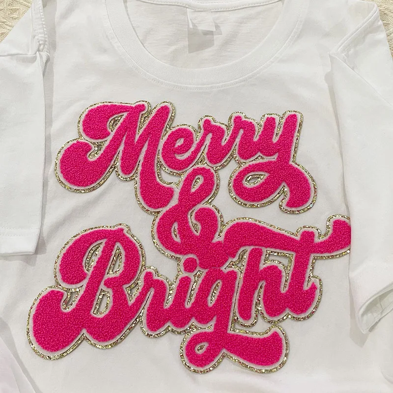 Merry and Bright Chenille Patches - Perfect for Holiday Hoodies
