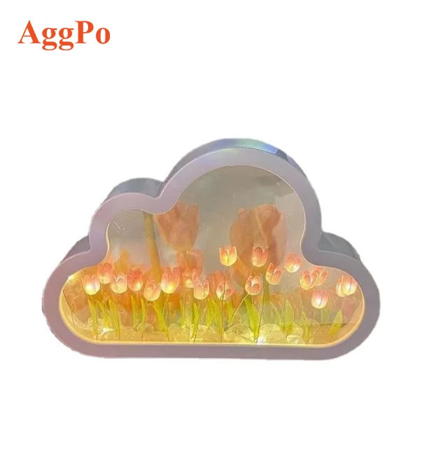 Handmade Diy Tulip Cloud Flower Sea Small Night Light Creative Light ...