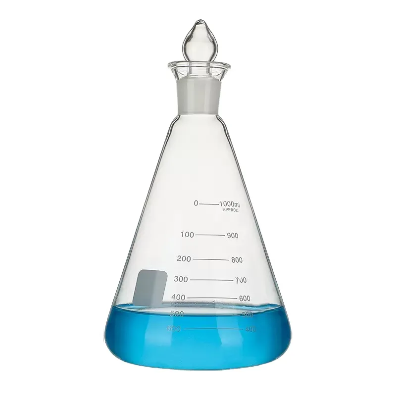 Customizable laboratory conical flasks with glass stoppers and high ...