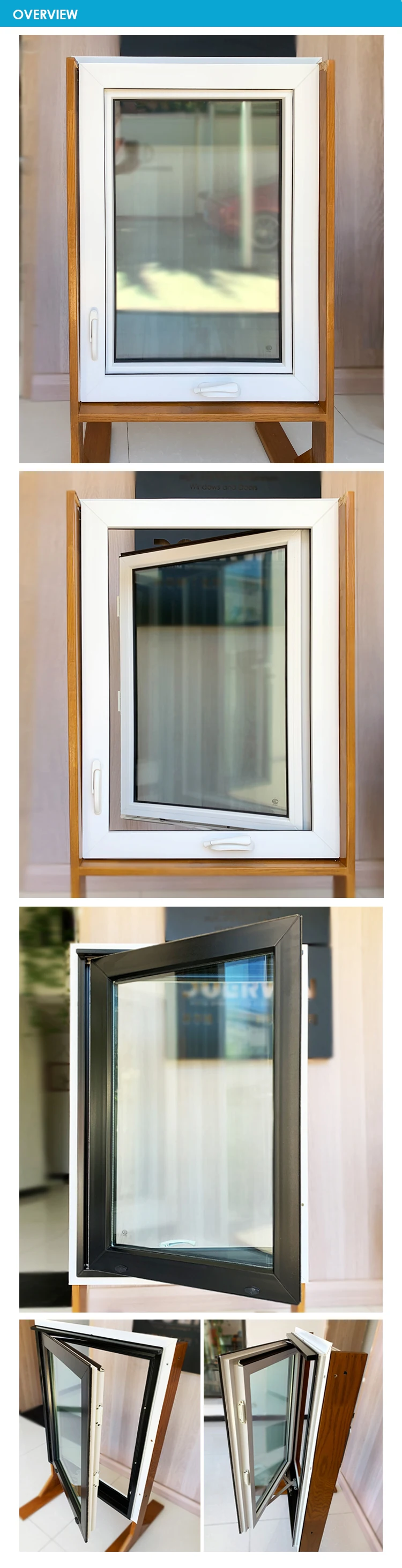 Doorwin Cheap Factory Price Upvc Pvc Windows Crank Open Casement With ...