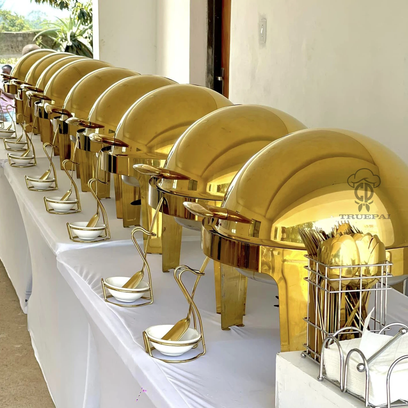 Roll Top Design Restaurant Hotel Chafing Dish Buffet Gold