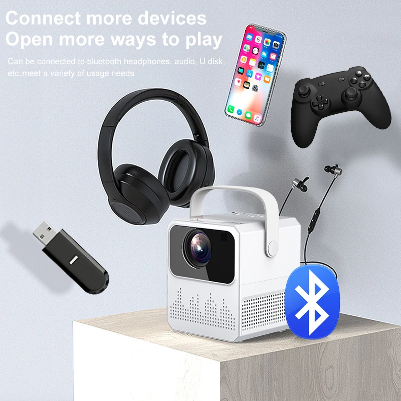 Ultra Hd Intelligent Portable Projector,2.4g+5g Wifi Android 9.0 Os Home Office Integrated Same ...