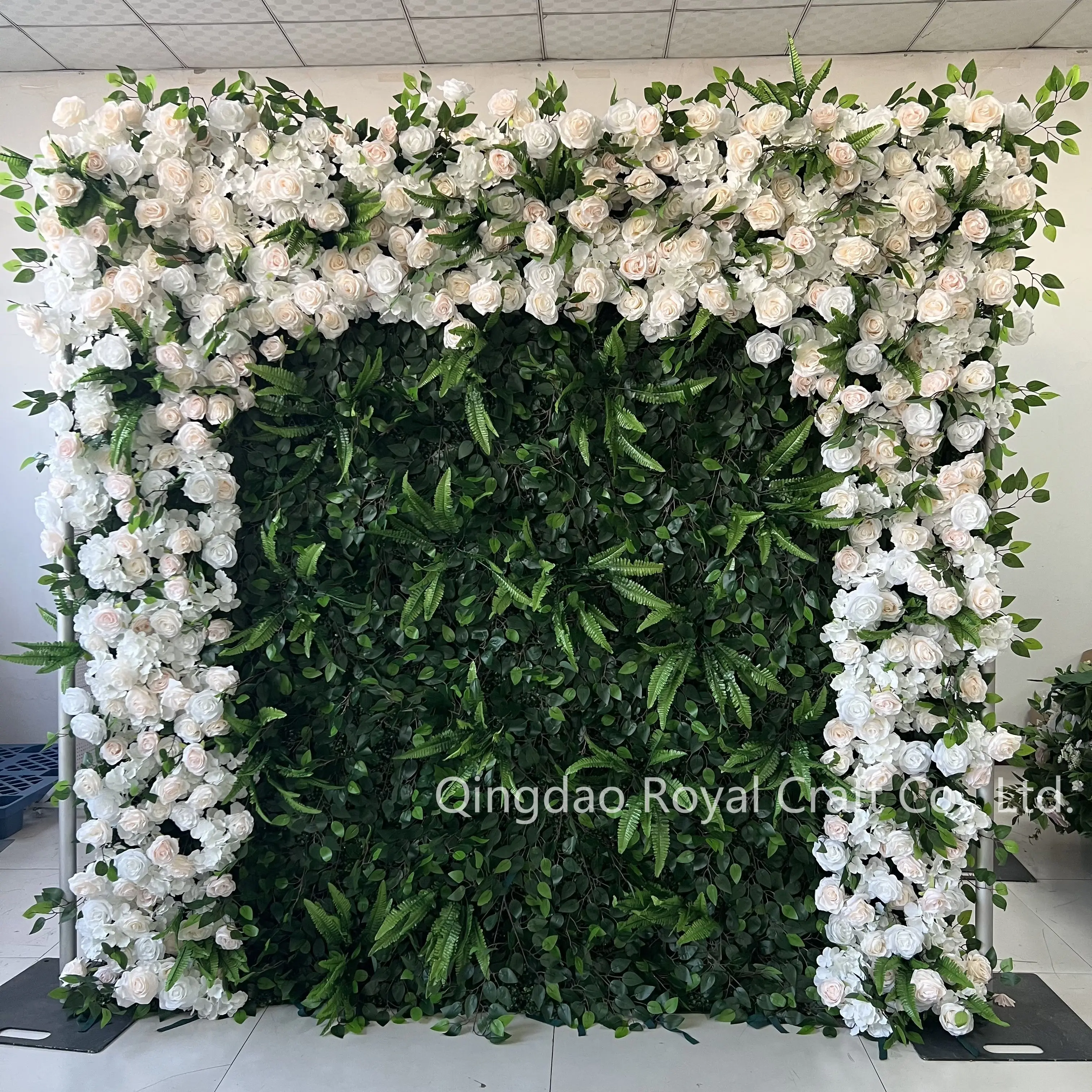 Custom Wedding Decor Flower Wall Artificial White Rose Floral Panel ...