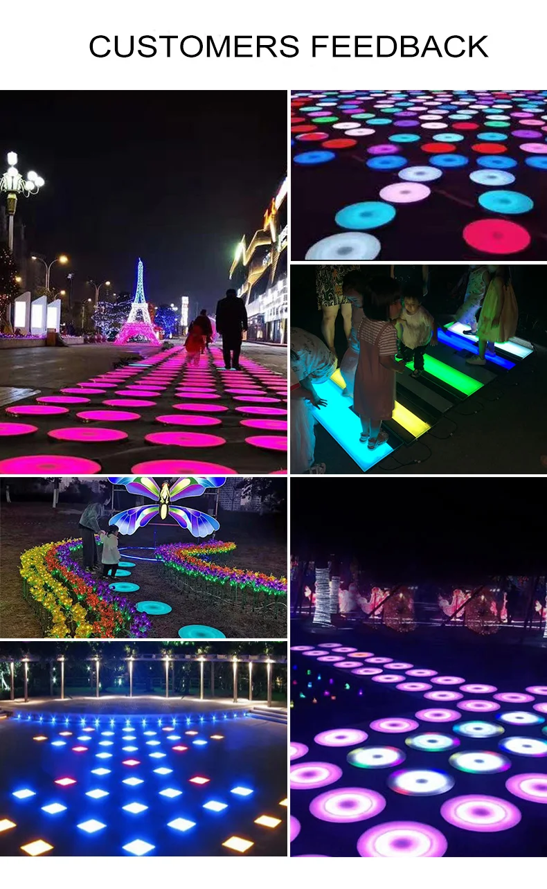 RGB Touch Color Change LED Brick Light - 3D Interactive Dance Floor Lights