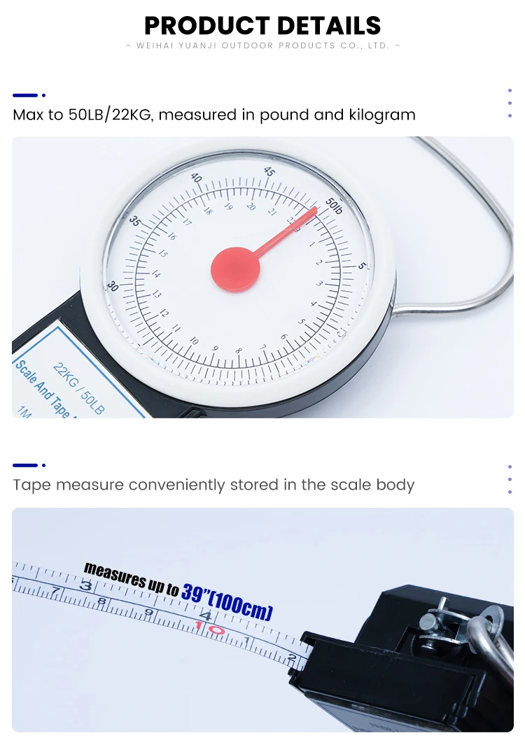 Custom 50LB/22KG Mechanical Portable Hanging Weight Scale Plastic ...