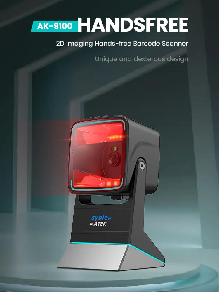 Ak-9100 Barcode Scanner Desk Omnidirectional Image Barcode Scanner Cmos ...