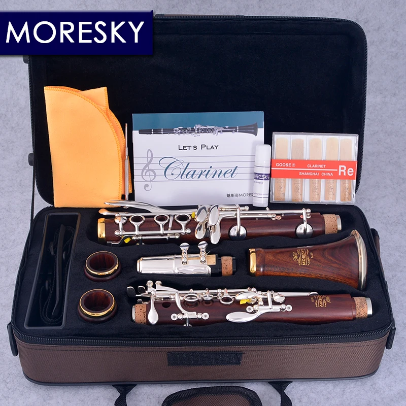 Moresky Red Wood Professional Clarinet Rosewood Bb Silver Plated17 Keys ...