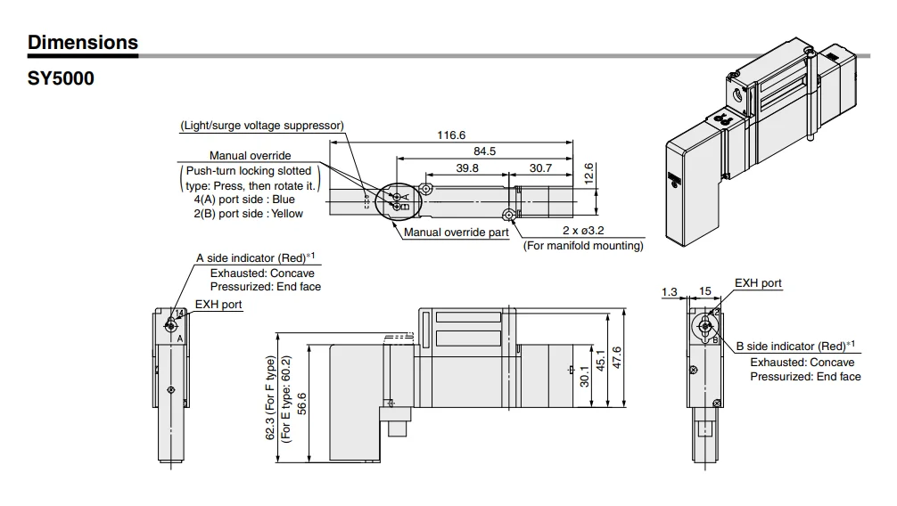 SMC 5-Port Solenoid Valve/Plug-in Type SY3000/5000/7000 SY5100-5U1-NA ...