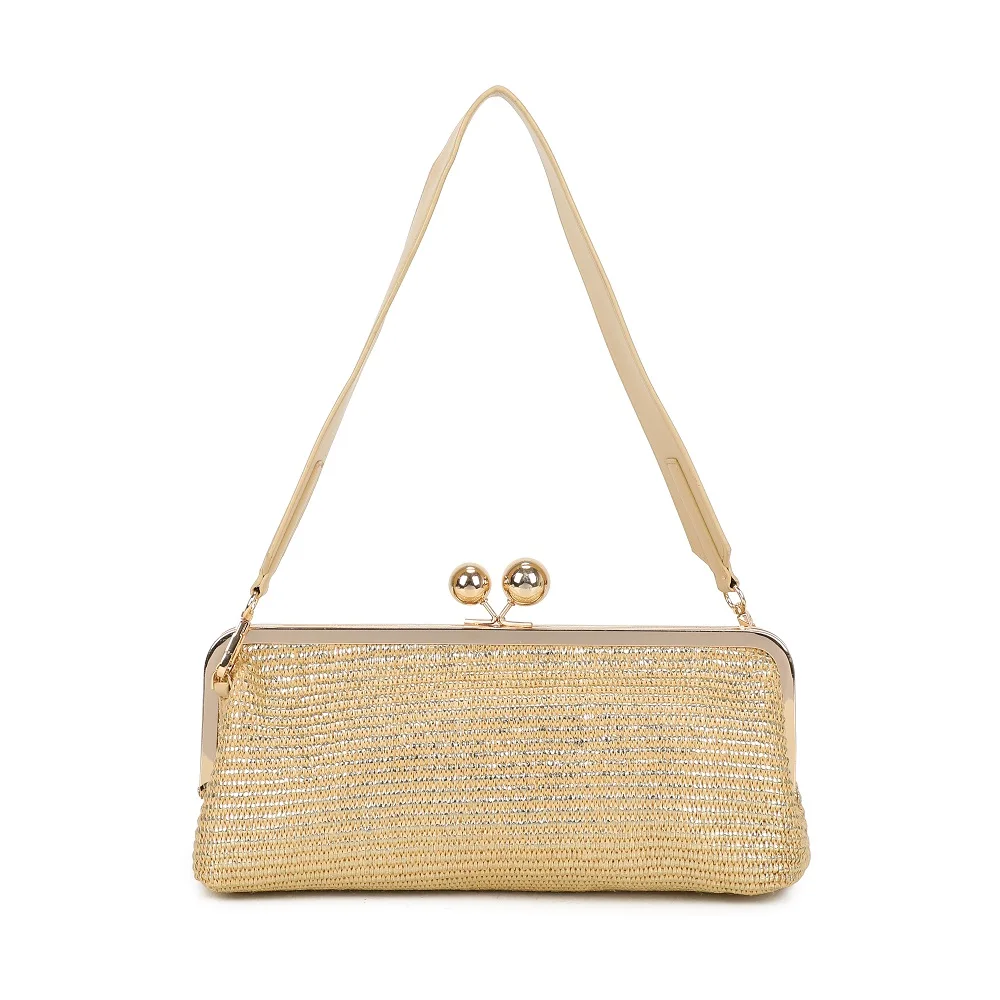 Luxury Metallic Woven Fabric Waterproof Evening Crossbody Shoulder Bag ...