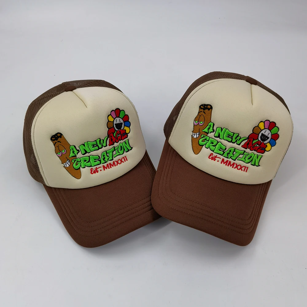 Factory Wholesale Custom Embroidery Logo Trucker Hat Mesh Foam 3d ...