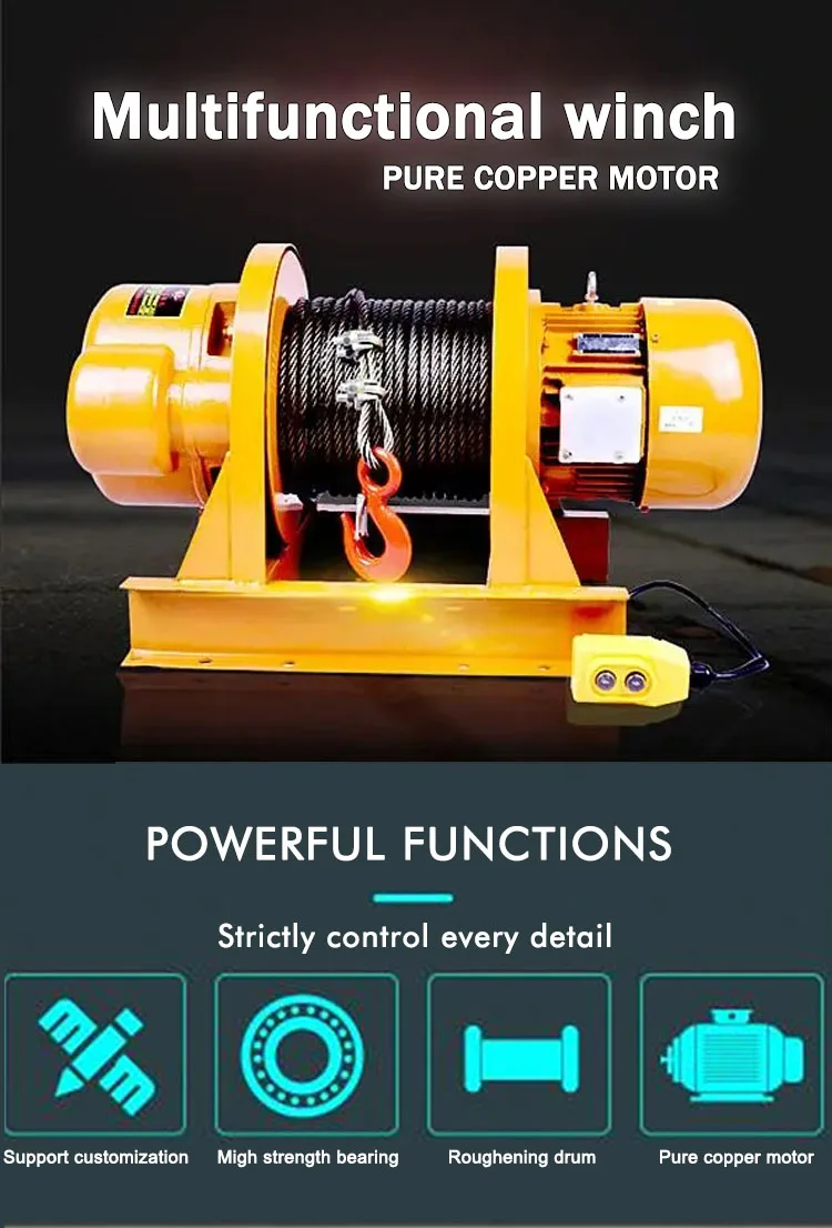 Remote Control Winch Wire Rope Electric Winch 3 Ton 5 Ton Engine ...