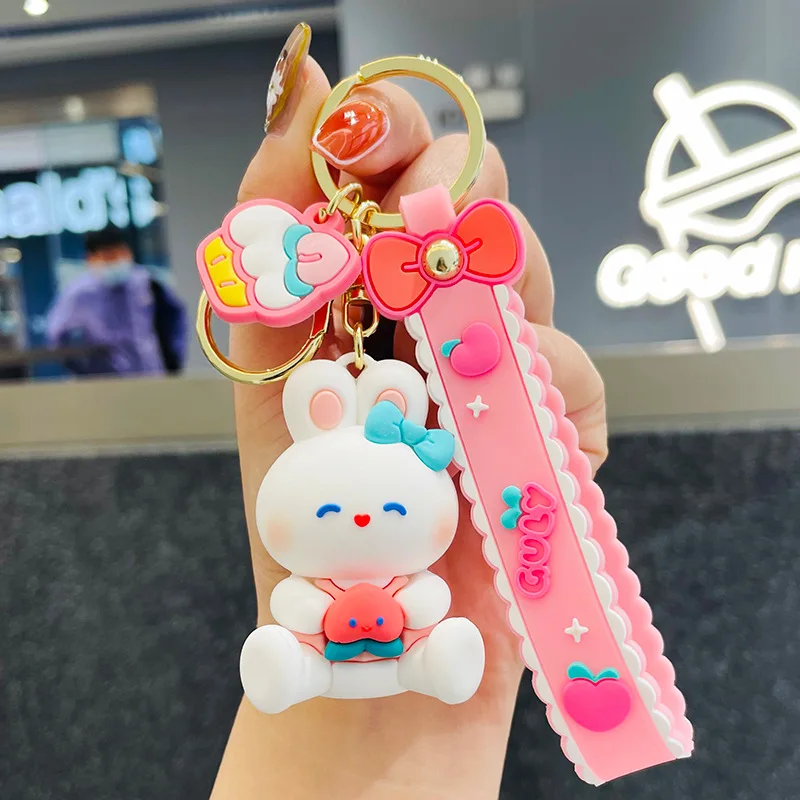 Cute Cartoon Anime Pink Rabbit Keychain For Women Fashion Bag Pendant ...