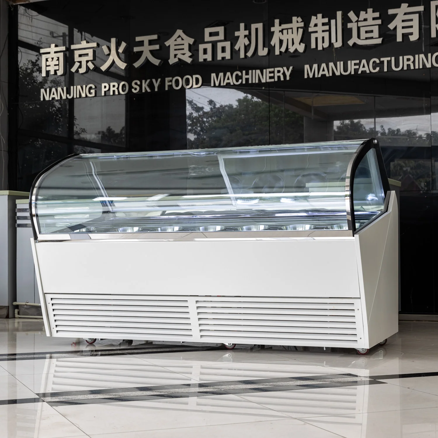 Prosky 16 Pans Curved Glass Gelato Ice Cream Display Showcase ...