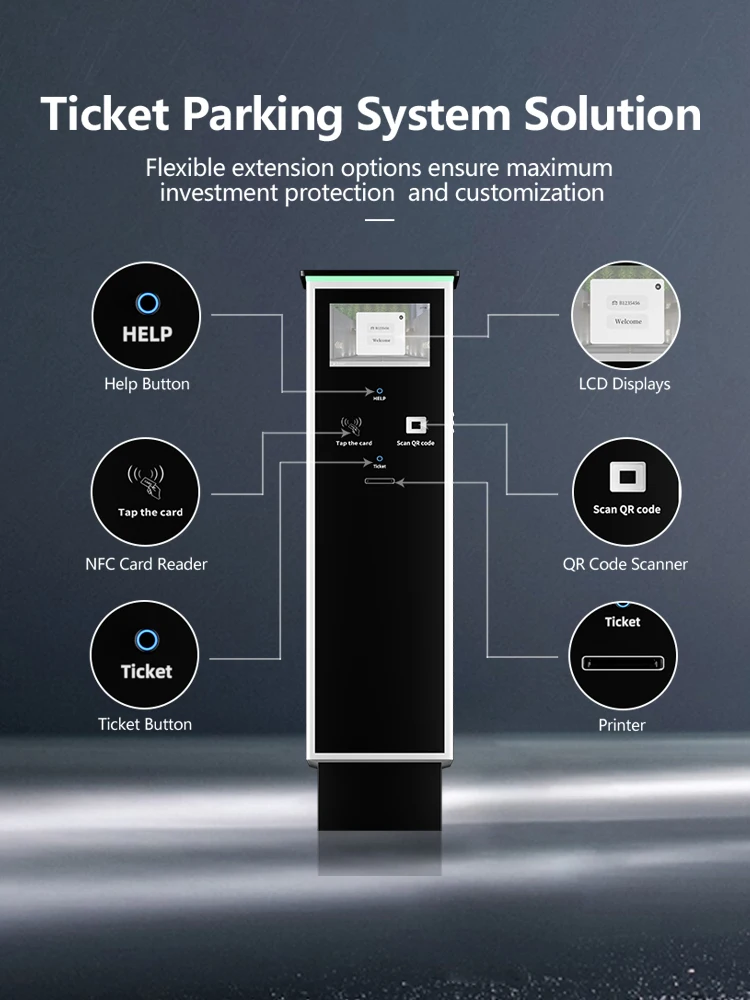 Entrance QR Code Parking Fare Dispenser for Parking Lot Ticket Card ...