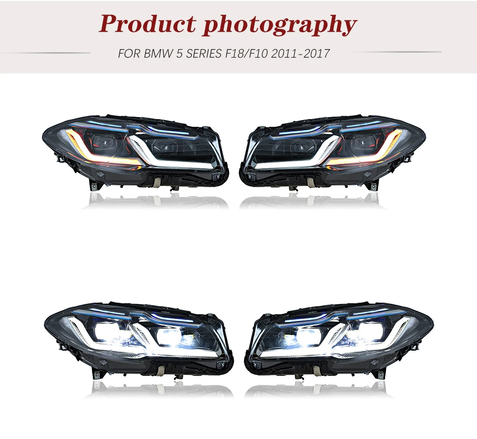 Car Lights Assembly For Bmw 5 Series 2011-2017 F10 F18 Dual Lens ...