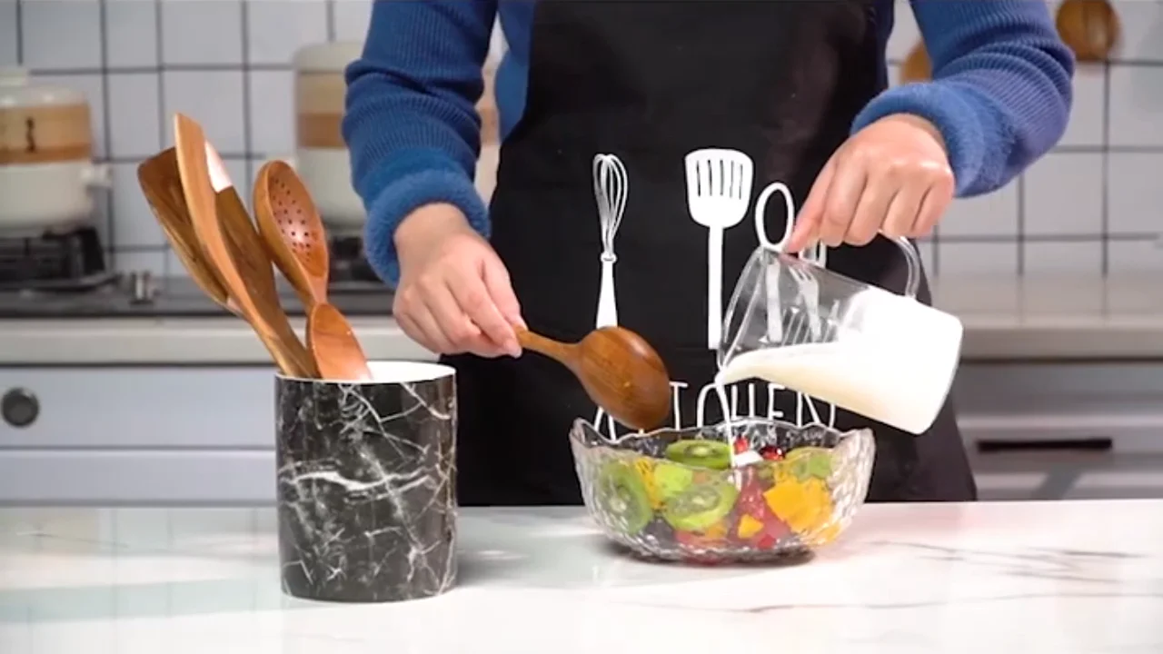 Wooden Kitchen Cooking Tools And Utensils Set Wood Spatula Soup Ladle ...