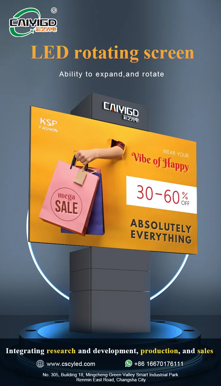 Mechanical Triangle Rotating Tower LED Display Screen - 360° Outdoor ...