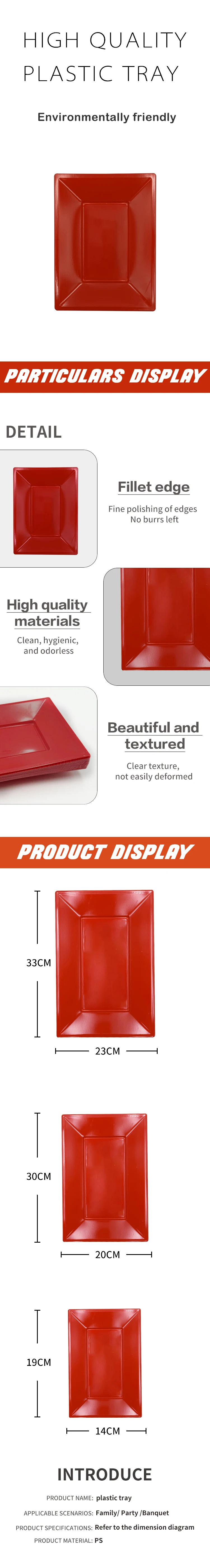 Rectangle Colored Disposable Plastic Tray Plastic Plates Disposable ...