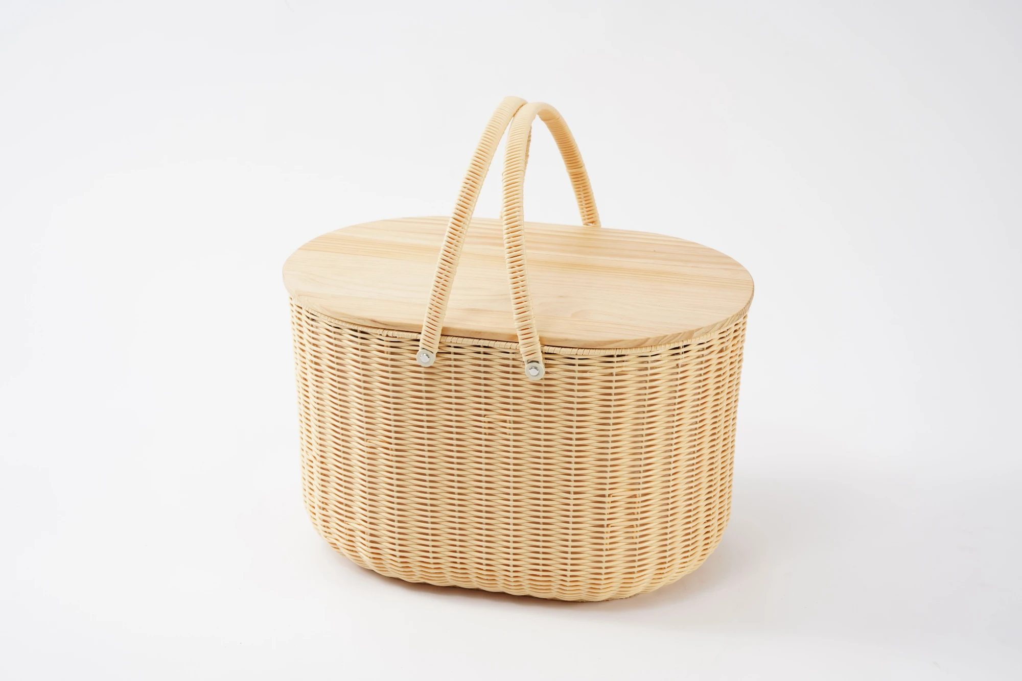 JY Beach Picnic Basket with Wooden Lid and Canvas Table for 2-4 People ...